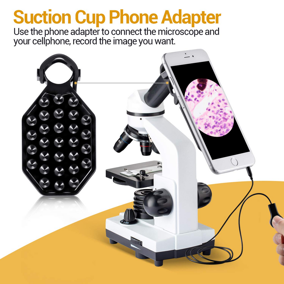 BNISE Microscope for Adults and Kids, 100X-1000X Magnification Lab Com